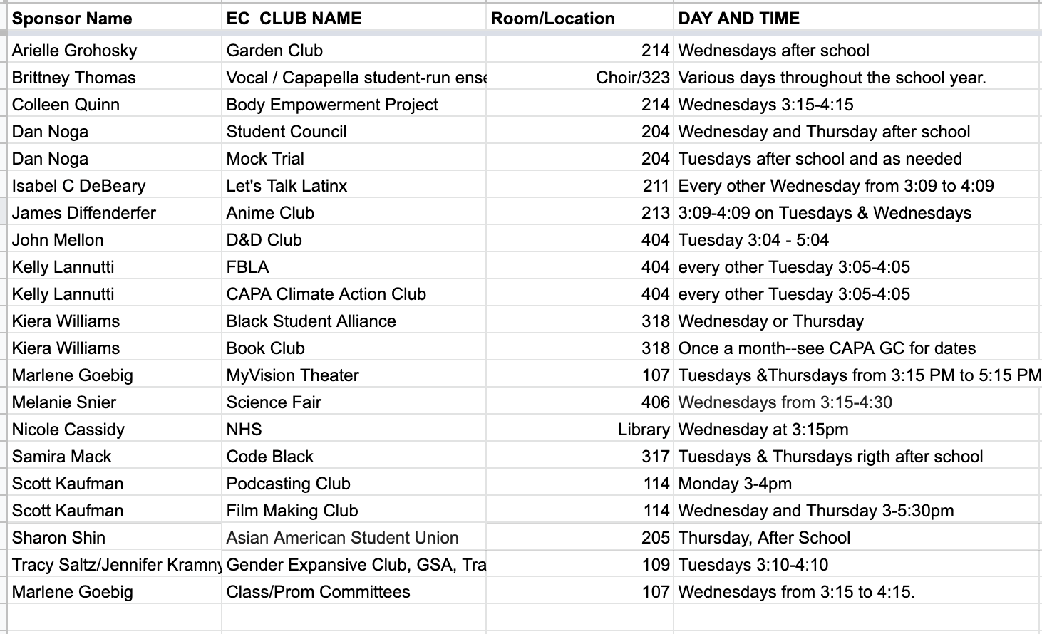 CAPA Extra Curricular CLUBS – The Philadelphia High School for Creative ...